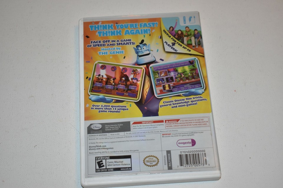 Disney Think Fast (Nintendo Wii, 2008) 712725005733| eBay