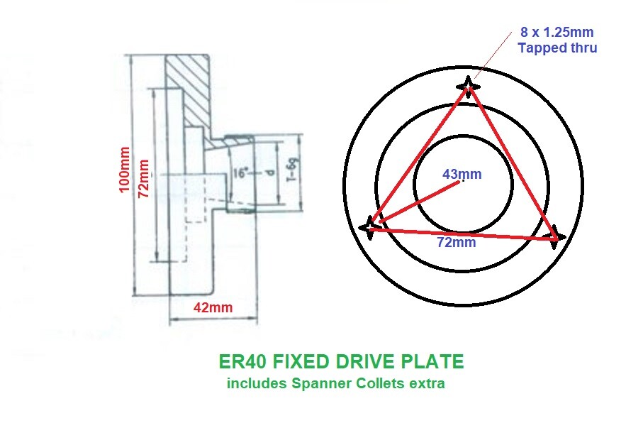 ER32 & ER40 Collet Drive plates [4 different sizes] Pick your options ...