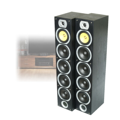 Fenton SHFT57B Tower Speakers 600W Passive Floor Standing Hi-Fi Set ...