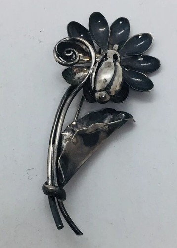 Georg Jensen Inc USA Antique Sterling Silver Hand Wrought Large Flower ...