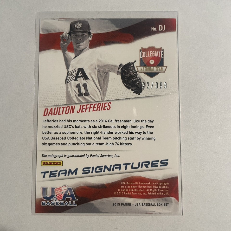 2015 Panini USA Box Set Daulton Jefferies Autograph Auto Card /399 ...