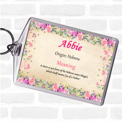 Abbie Name Meaning Bag Tag Keychain Keyring Floral | eBay UK