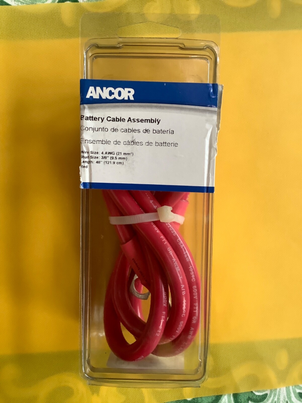 Ancor Battery Cable Assembly, 4 AWG (21mm²) Wire, 3/8" (9.5mm) Stud ...