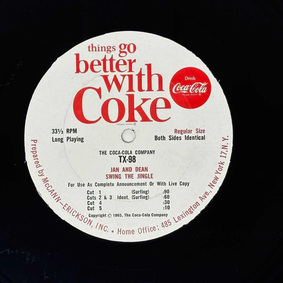 RARE Jan & Dean Swing the Jingle 1965 12" Vinyl LP Coca-Cola ...