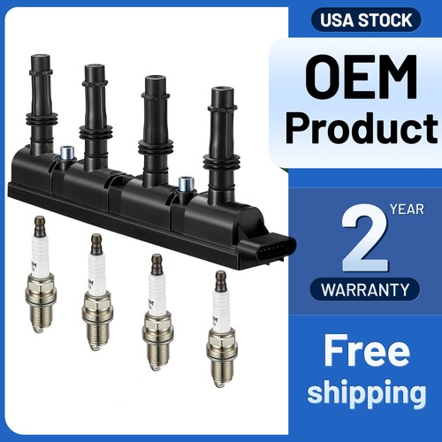 UF669 Ignition Coil + 4 Spark Plug FOR 1.4L Buick Encore Chevy Cruze ...