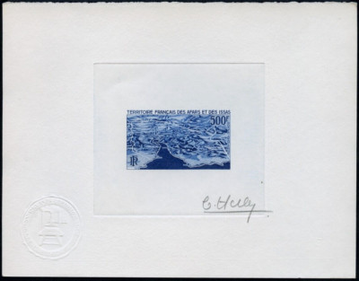 Afar und Issa 1968 Reliefkarte Berge Küste Blau Artist Sunken Die Proof ...