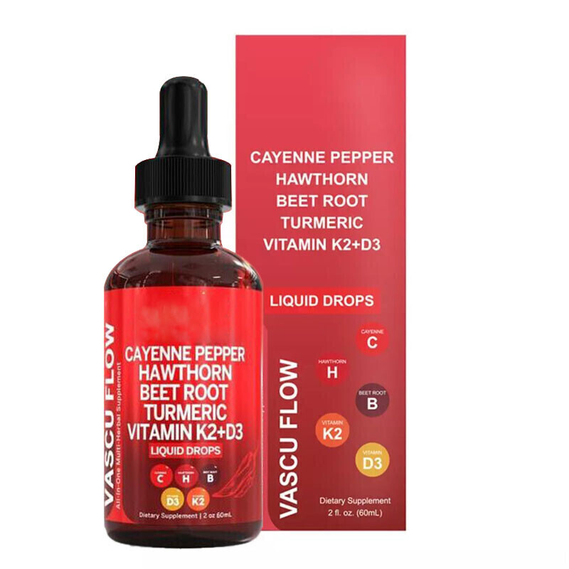 (Pack of 3) 60ML Vascu Flow Cayenne Pepper Liquid Drops Hawthorn Root ...