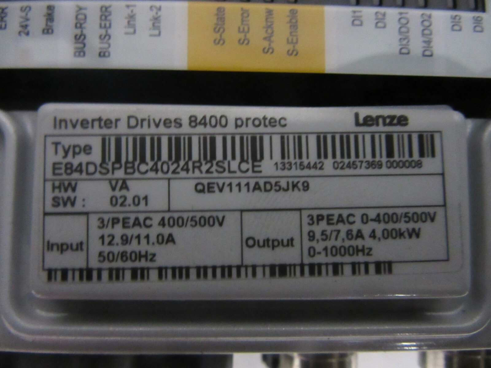 Lenze Inverter Drives 8400 protec Type E84DSPBC4024R2SLCE 4,00kW | eBay.de