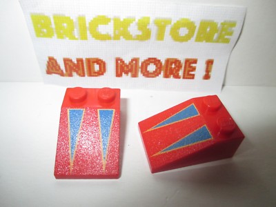 Lego - 2x slope decorated brick pente 3x2 2x3 Blue Triangles 3298pb013 ...