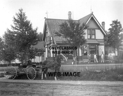 1890 GRAND VICTORIAN HOUSE HORSE-CARRIAGE PAINTER SIGN PHOTO AMERICANA ...