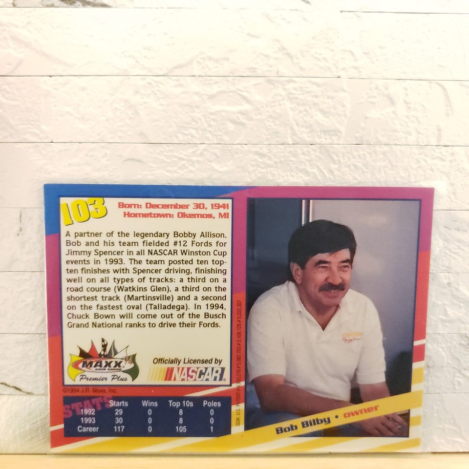 Bob Bilby #103 1994 Maxx Premier Plus Bobby Allison Racing | eBay