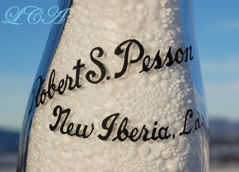 PESSON Dairy NEW IBERIA LOUISIANA pint LA dairy milk bottle BOTH SIDES ...