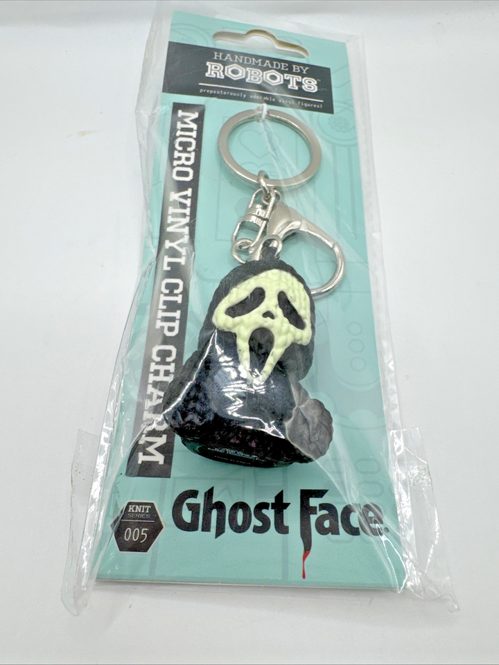 Handmade by Robots Ghost Face Micro Vinyl Clip Charm Keychain Glow in ...