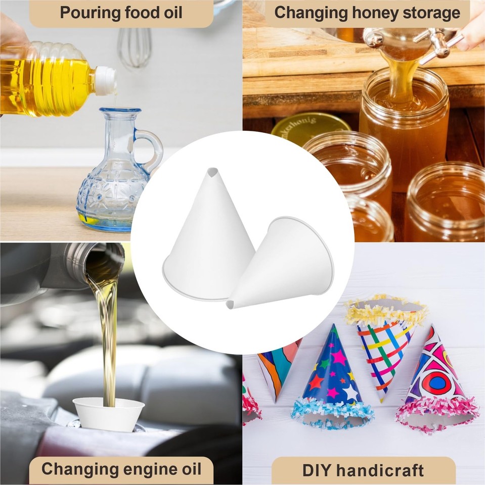 100 Pcs Disposable Oil Funnels Paper Funnels for Motor Oil- Automotiv ...