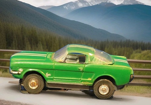 Original Aurora 1373 RARE Olive Ford Mustang Fastback Thunderjet HO ...