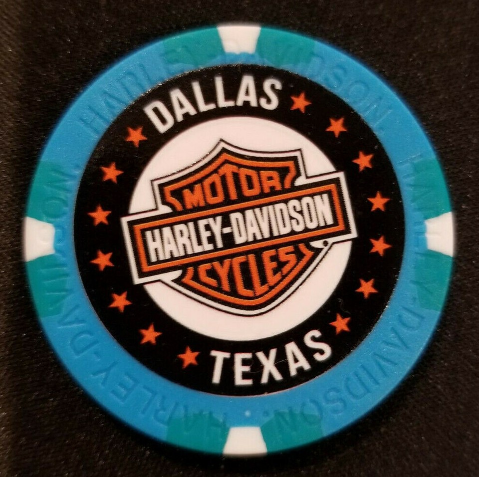Harley Poker Chip Full Color Wide Print (Blue/Teal) MAVERICK HD ~ TEXAS ...