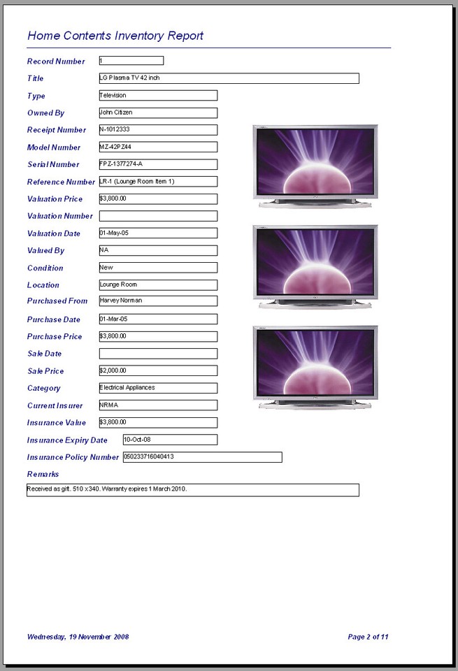 Home Contents Inventory Database Software CD for Windows | eBay