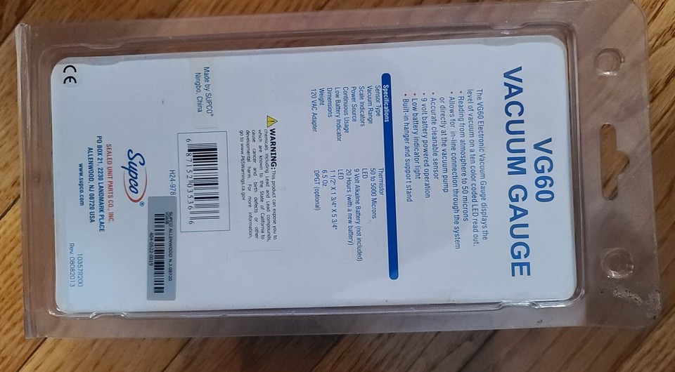 SUPCO VG60 Vacuum Gauge | eBay