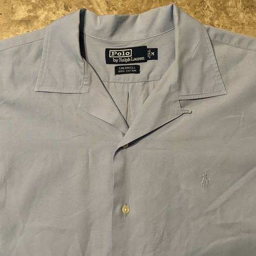 Polo Ralph Lauren Shirt Mens Medium Blue Camp Loop Collar Cotton ...