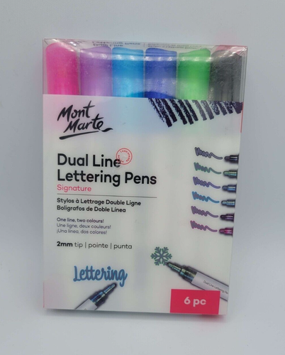 1X 6Pack Mont Marte Dual Line Lettering Pens 2MM Tip - NEW UK STOCK | eBay