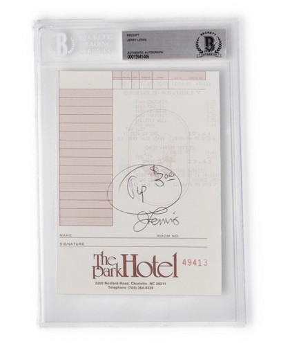 Jerry Lewis Signed Autograph Restaurant Receipt Actor Singer Comedian ...