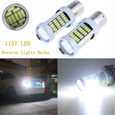 2Pcs White 1157 7528 92-SMD Reverse Lights LED Bulbs 12V Parking DRL ...