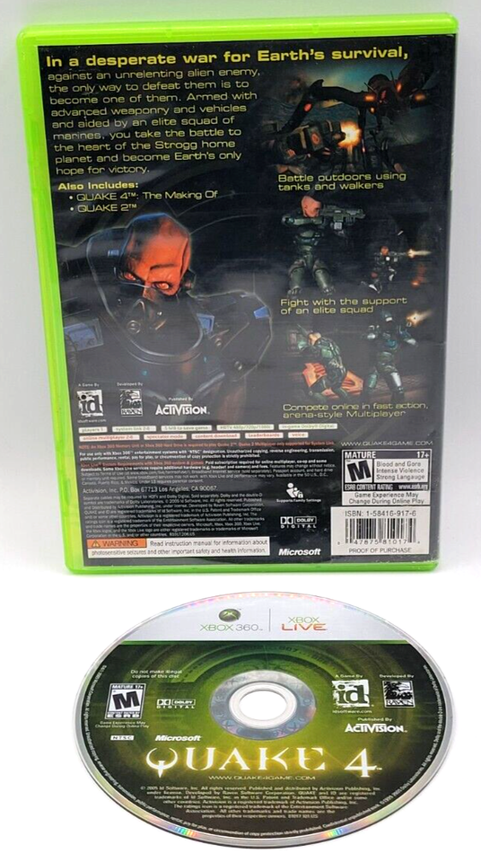 QUAKE 4 XBOX 360 GAME GAME & CASE RAVEN | eBay