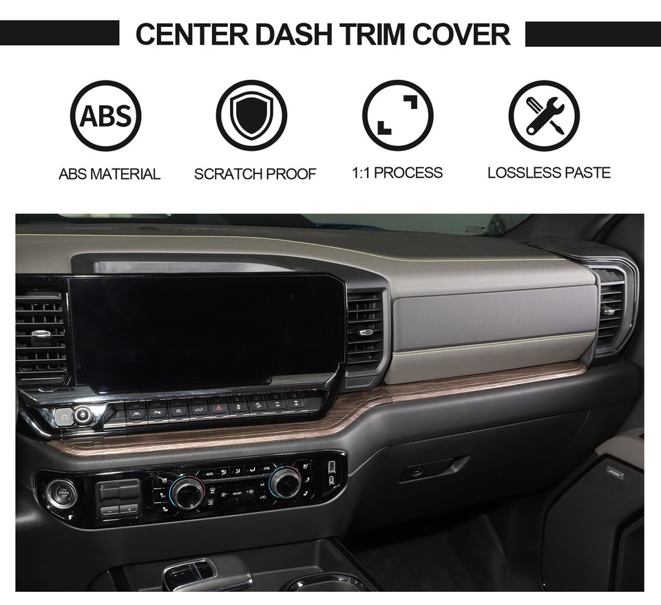 Wood Grain Center Console Dash Panel Cover Trim Strips for Chevy ...