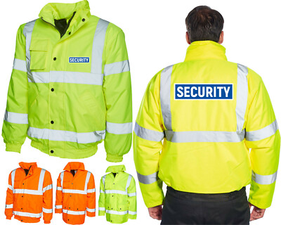 SECURITY Hi Vis Bomber Jacket Bodyguard Bouncer Workwear Reflective Hi ...