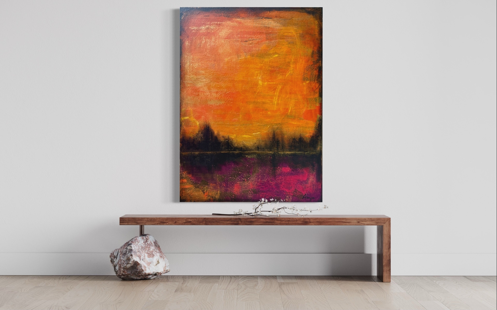 Huge Bright Original Modern Painting Mark Rothko Orange Pink Sunset ...