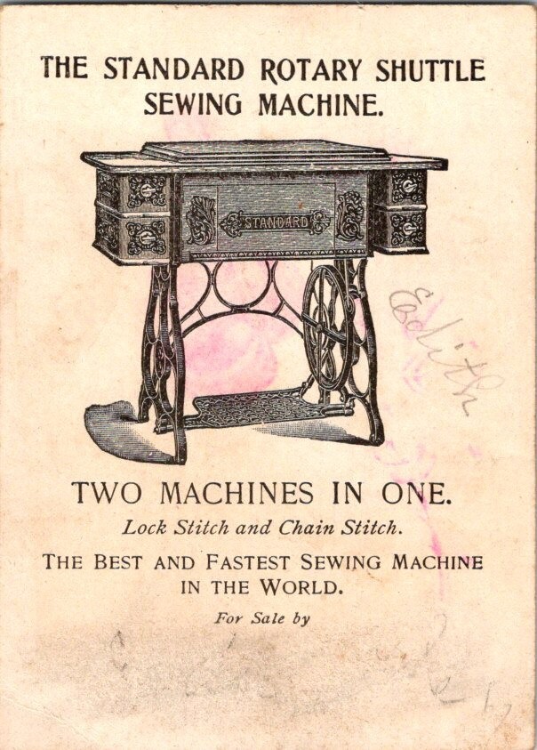 Vintage Antique Trade Card Standard Rotary Sewing Machine Company ...