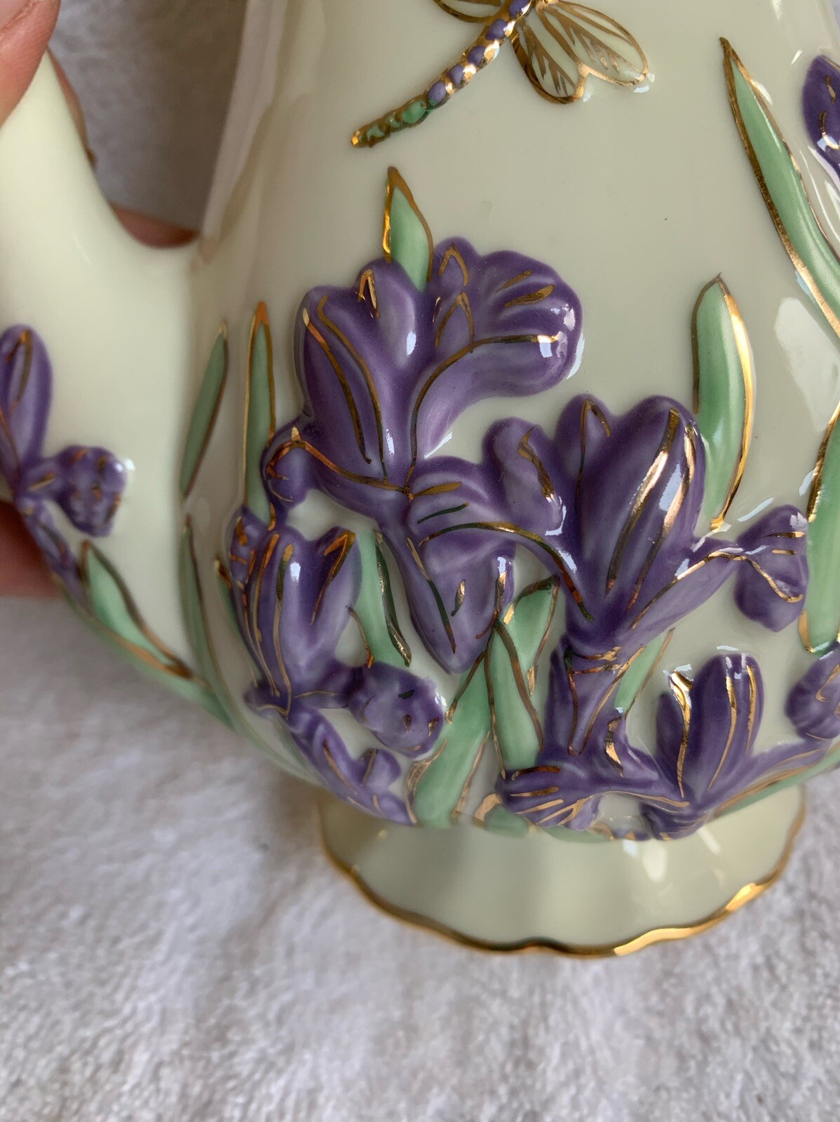 Lenox "The Springtime Splendor Teapot" Fine china W/Purple Iris ...