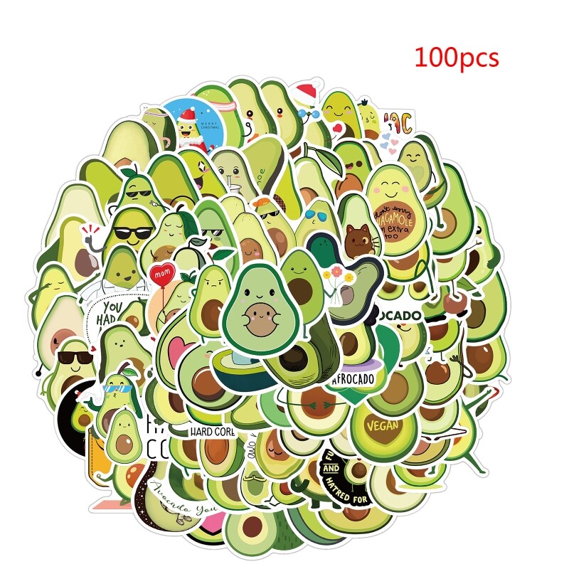 100pcs/Pack Avocado Stickers PVC Waterproof Cute Fruit Sticker for ...