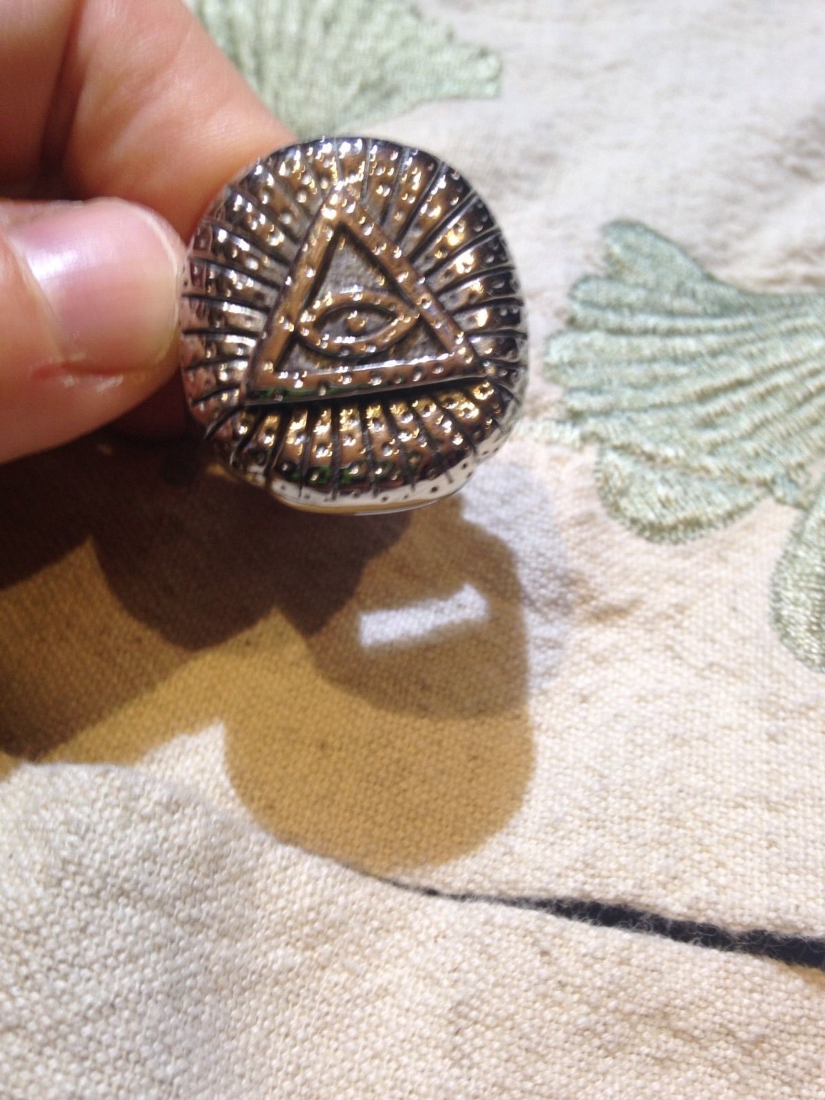 Vintage Large Stainless Steel Illuminati Eye Crest Size 10.5 Men's Ring ...