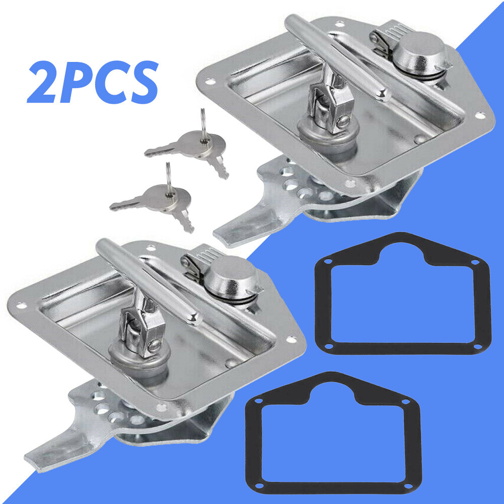 2X Folding T-Handle Lock Latch Trailer Truck Camper Tool Box Stainless ...
