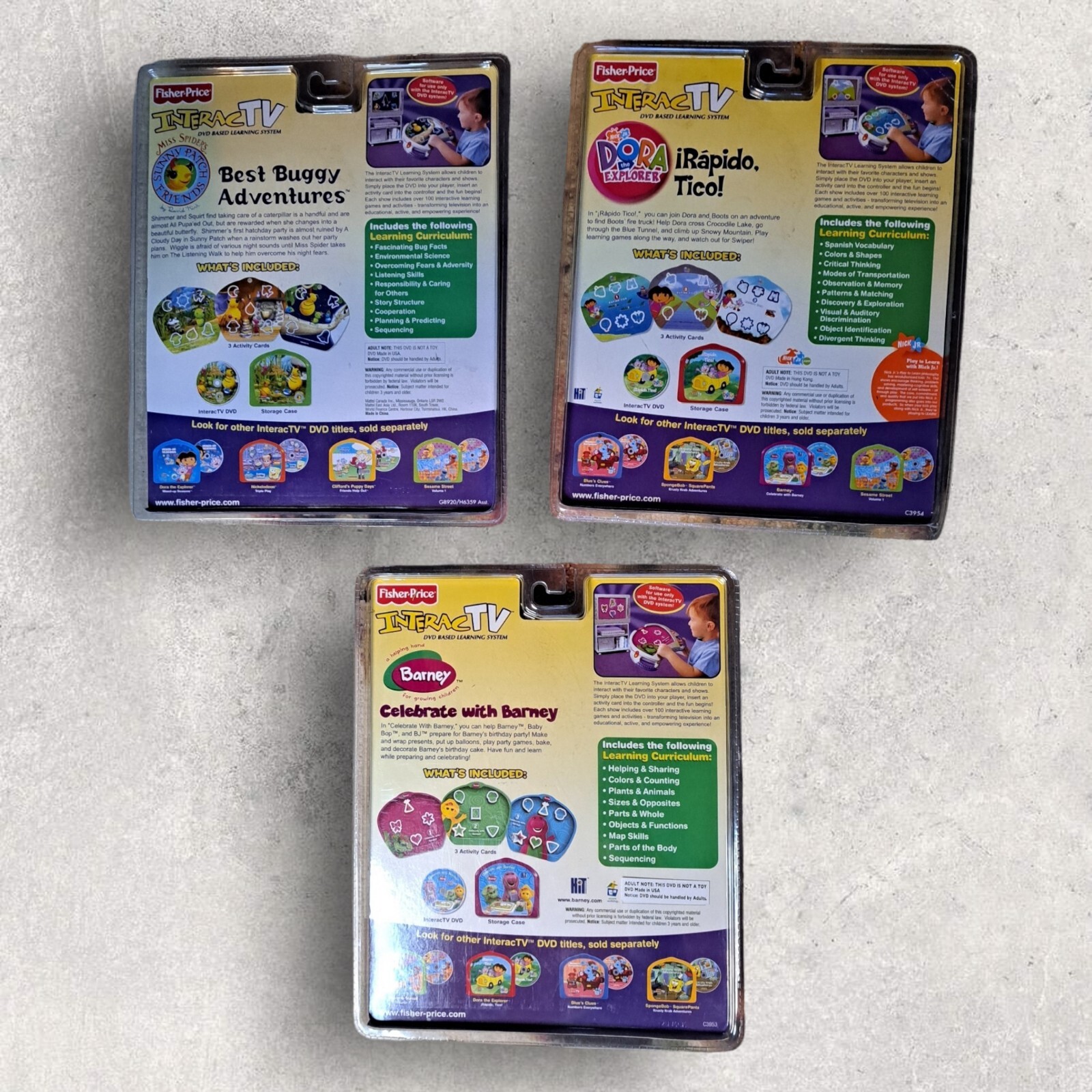 Fisher-Price InteracTV DVD Based Learning Video Game Lot of 3 Barney ...