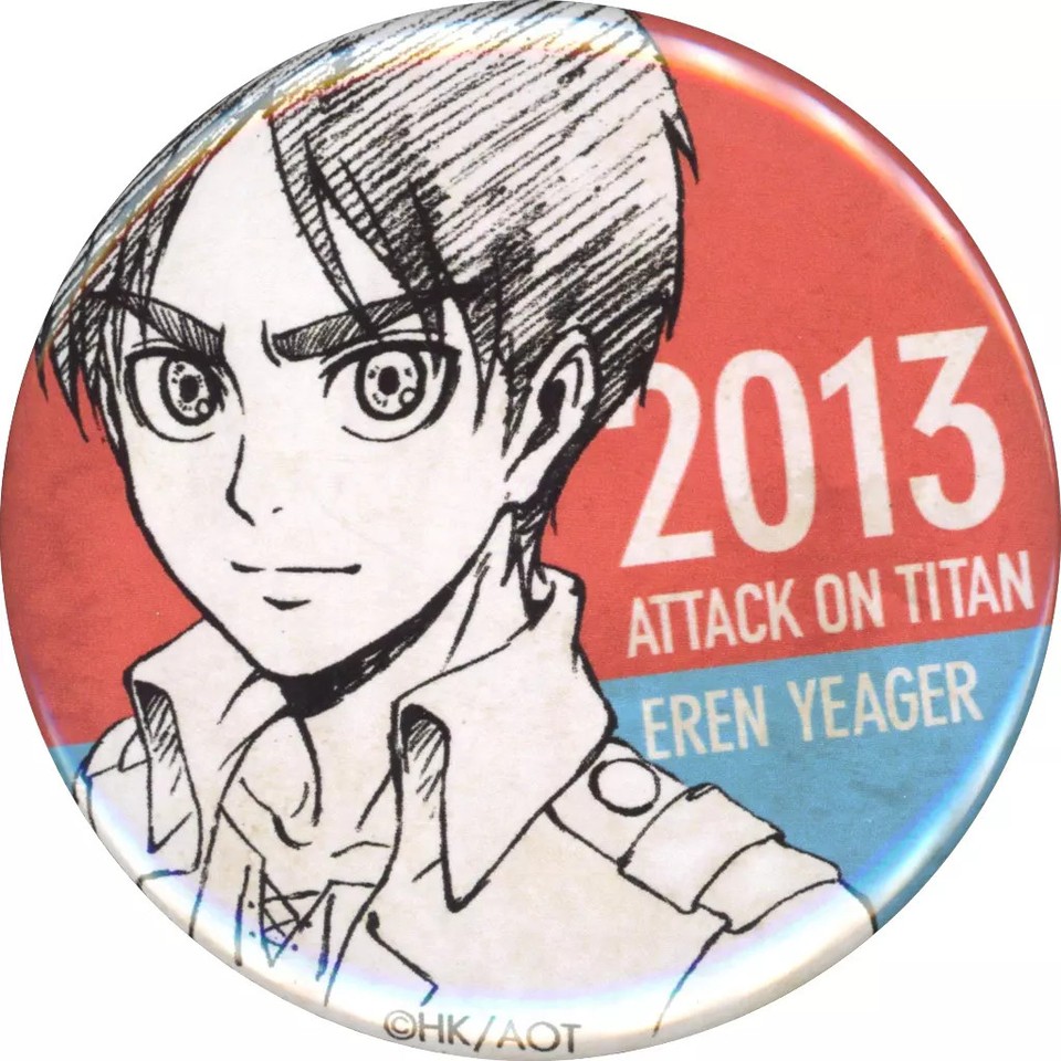 Attack on Titan Badge Eren Yeager Kyoji AsaCan Pin 57mm Collectible ...
