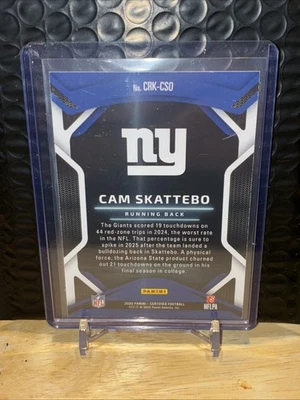 2025 Certified Rookies Cam Skattebo RC Red Holo NY Giants