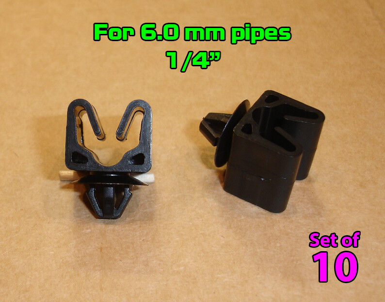 Set of 10 Single Plastic Brake Line Pipe Mounting Holder Clips 6.0mm 1/ ...