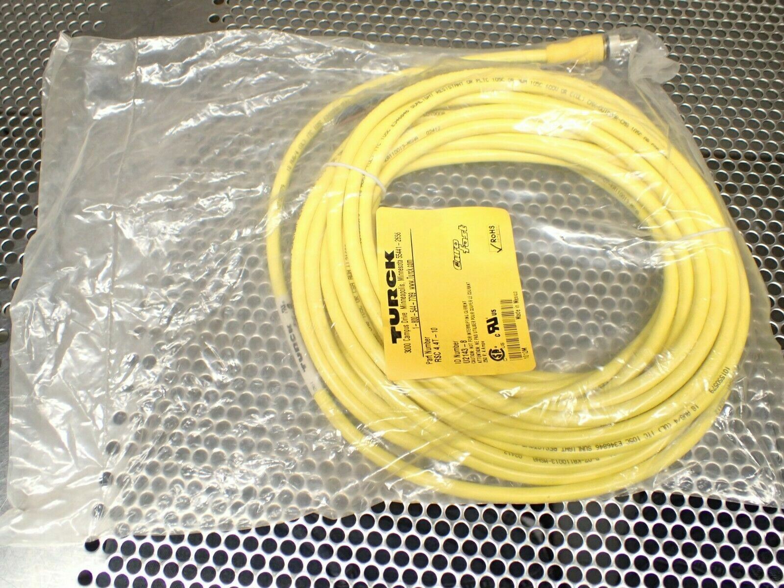 Turck U2143-8 RSC 4.4T-10 Euro Fast Cordsets 250V 4A New Old Stock (Lot ...
