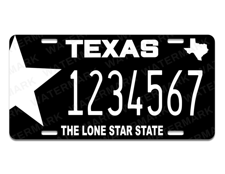 Texas Personalized License Plate YOUR NAME ANY TEXT Custom Black White ...