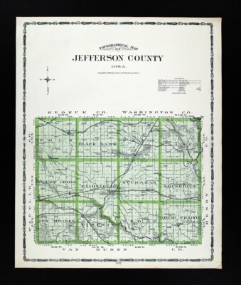 1904 Huebinger Iowa Map Jefferson County Fairfield Pleasant Plain ...