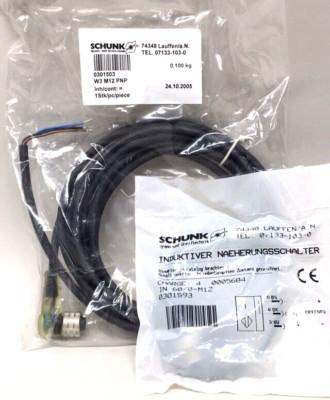 Schunk W3 M12 PNP 0301593 Cable Connector With Proximity Sensor | eBay