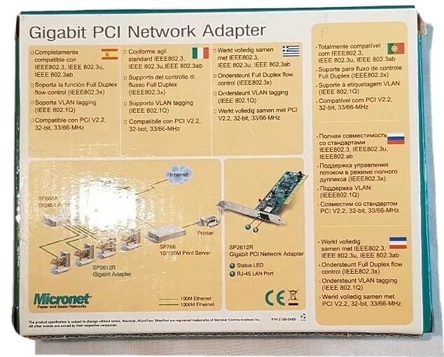 Micronet SP2612R V6 Gigabit PCI Network Adapter Card V2.2 32-Bit ...