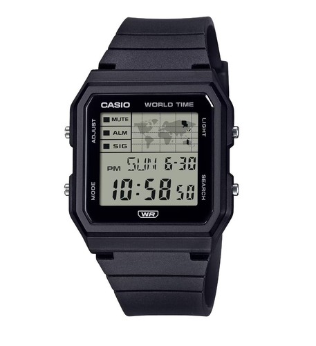 Casio LF-30W-1A Pop Black Digital World Map World Time Quartz Resin ...