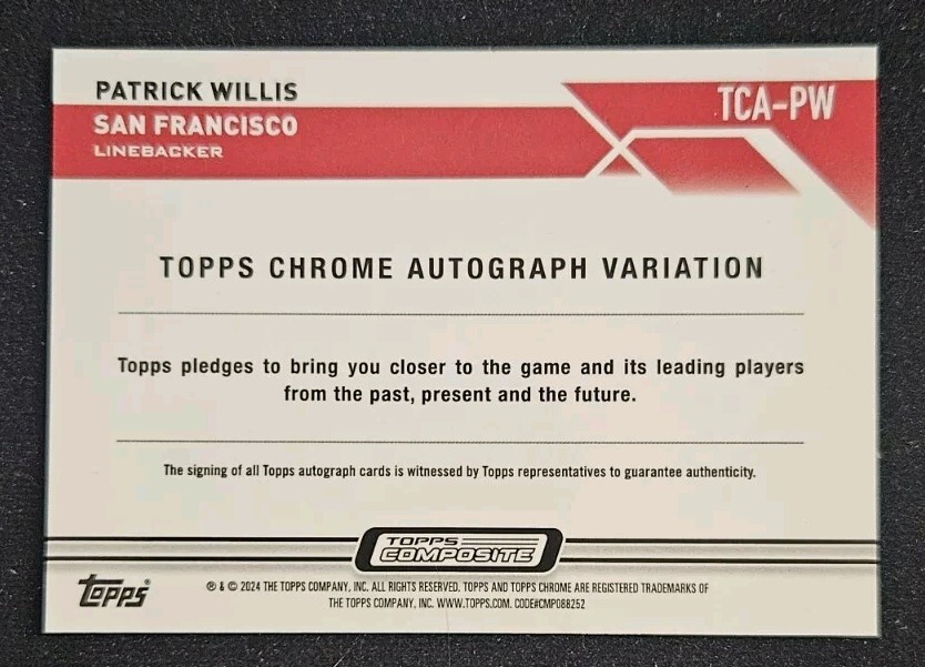 2023 Topps Composite NFL #TCA-PW Patrick Willis Topps Chrome Autograph ...