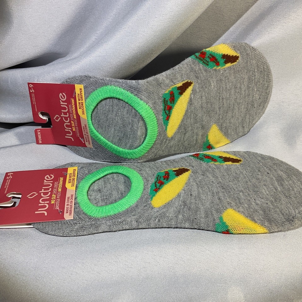 New Juncture Women's Socks No Slip Silicone Gripper Shoe Size 5-9 Tacos ...