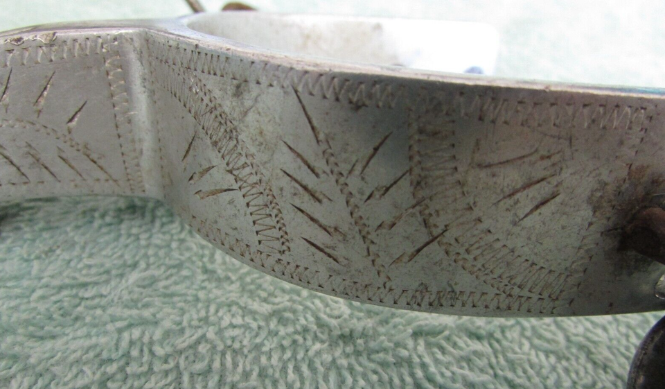 Two, Vintage, "Crockett", Engraved, Aluminum, Cowboy Spurs | eBay