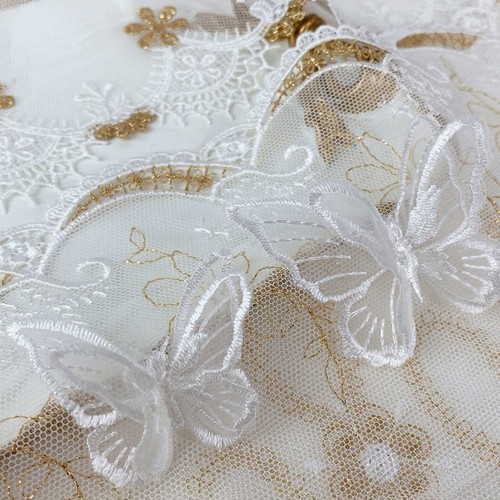5pcs White Butterfly Applique Organza Layer Embroidery Butterfly Dress ...