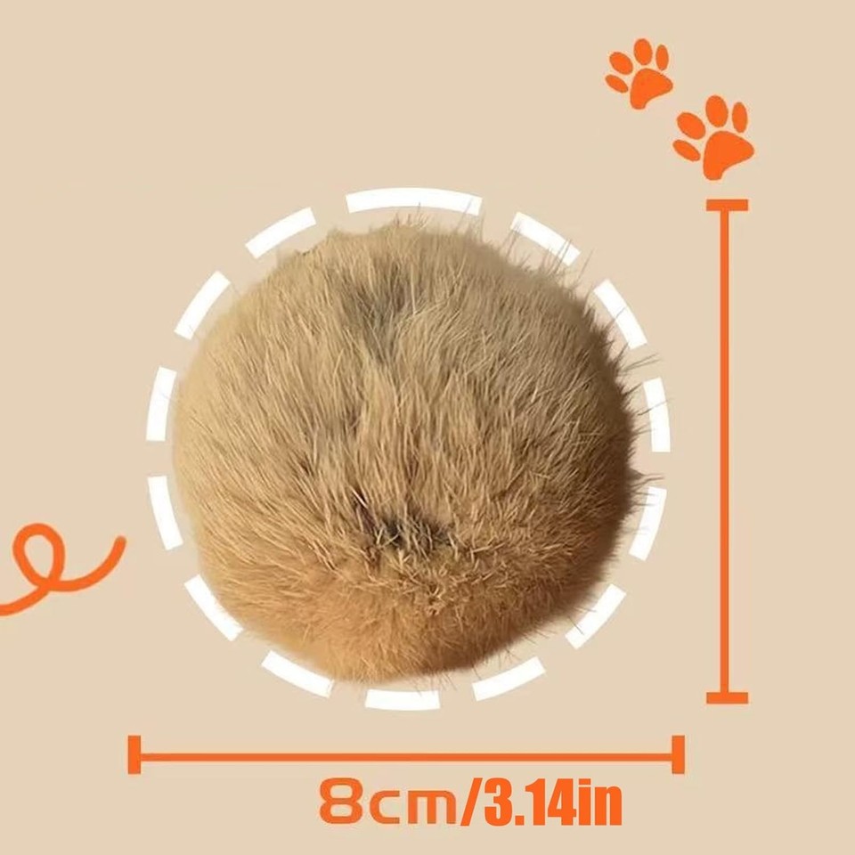 Rabbit Fur Ball Cat Toy,Real Fur Rabbit Cat Pom Pom Ball,Soft Furry Cat ...